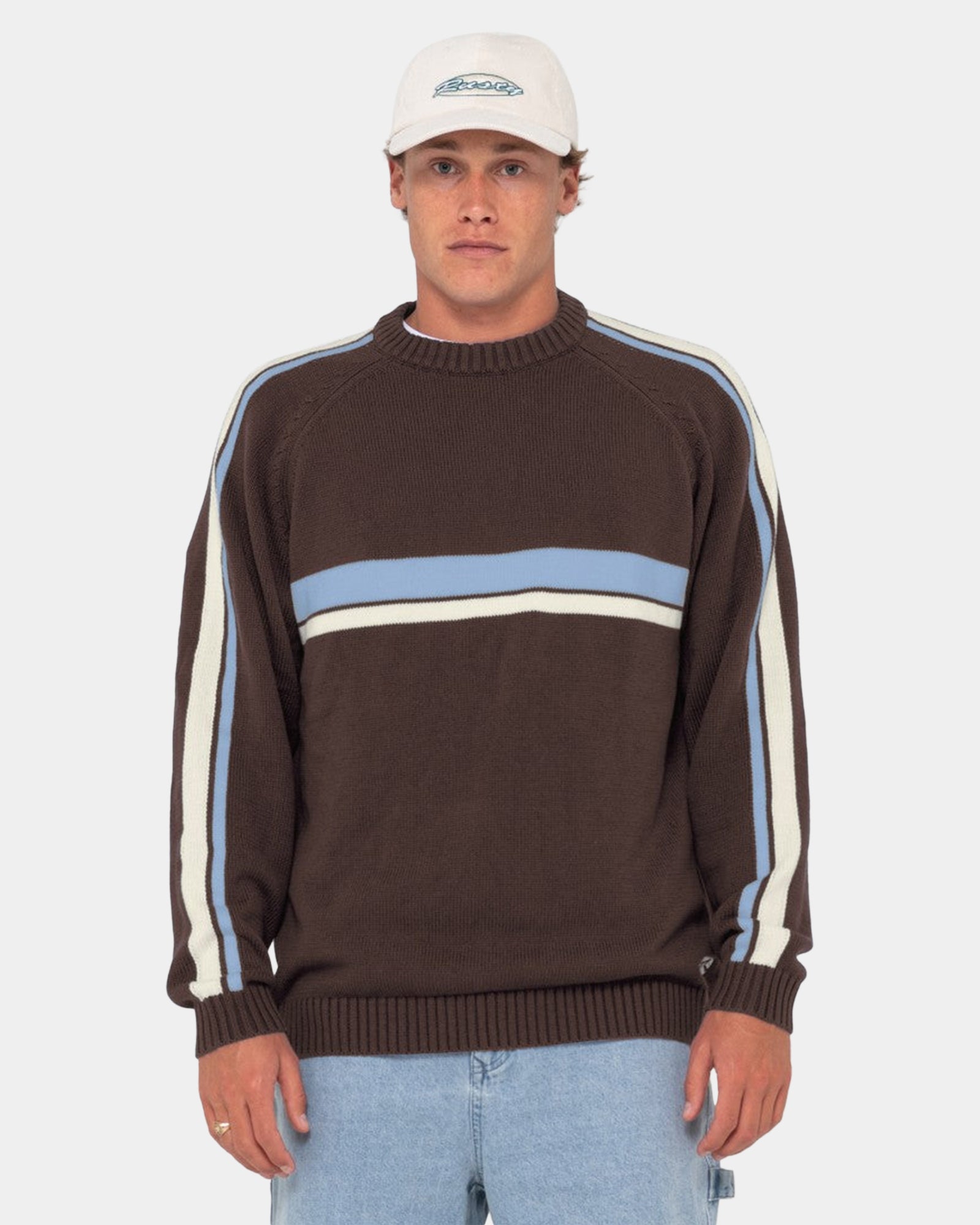 Buy MENS WHITE LINES KNIT SWEATER by Rusty | Surf Dive 'n Ski