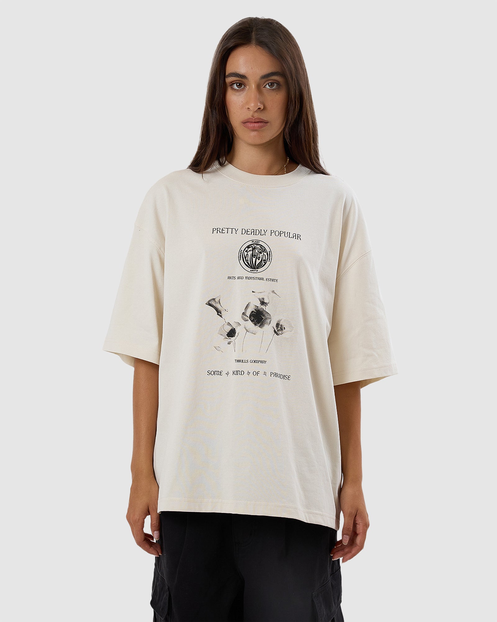 Buy WOMENS DEADLY POSY OVERSIZED T-SHIRT by Thrills | Surf Dive 'n Ski